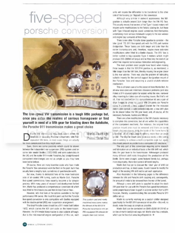 Bug@5speed Porsche 5 Speed Conversion Article - Shoptalkforums.com