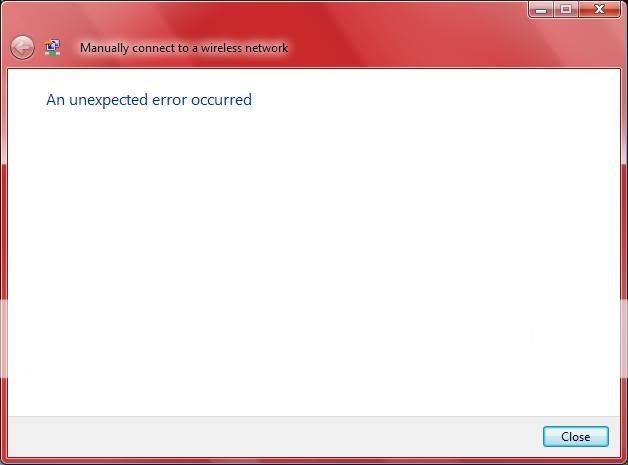 "An unexpected error occured" While attempting to connect manually ...